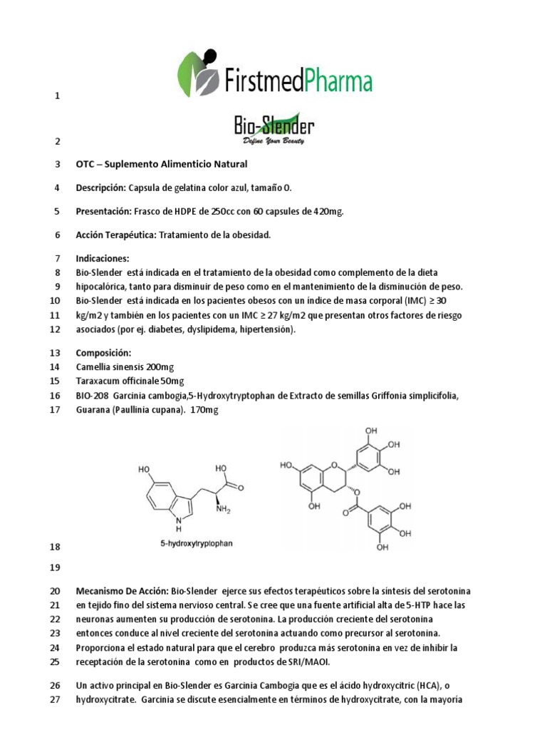 PI Bio Slender Spanish | PDF | Serotonina | Inhibidor de la enzima