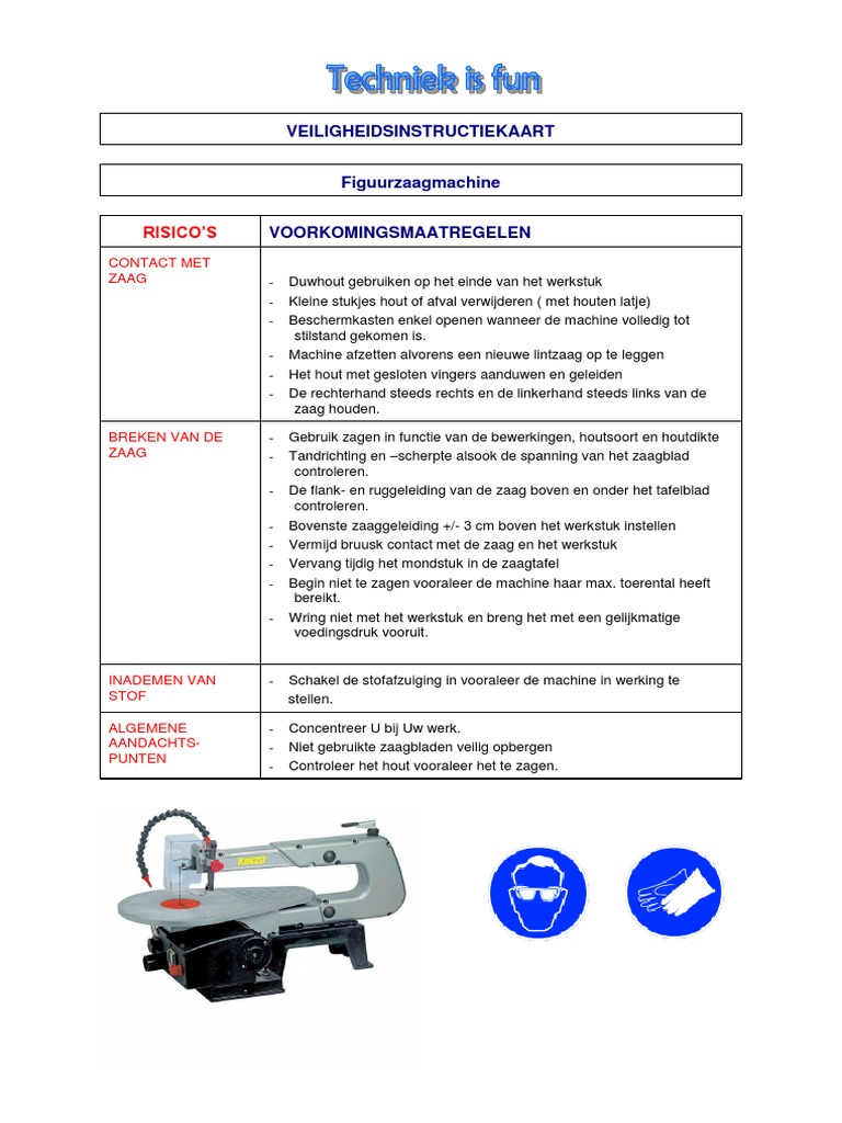 Veiligheidsinstructiekaart Figuurzaagmachine | PDF