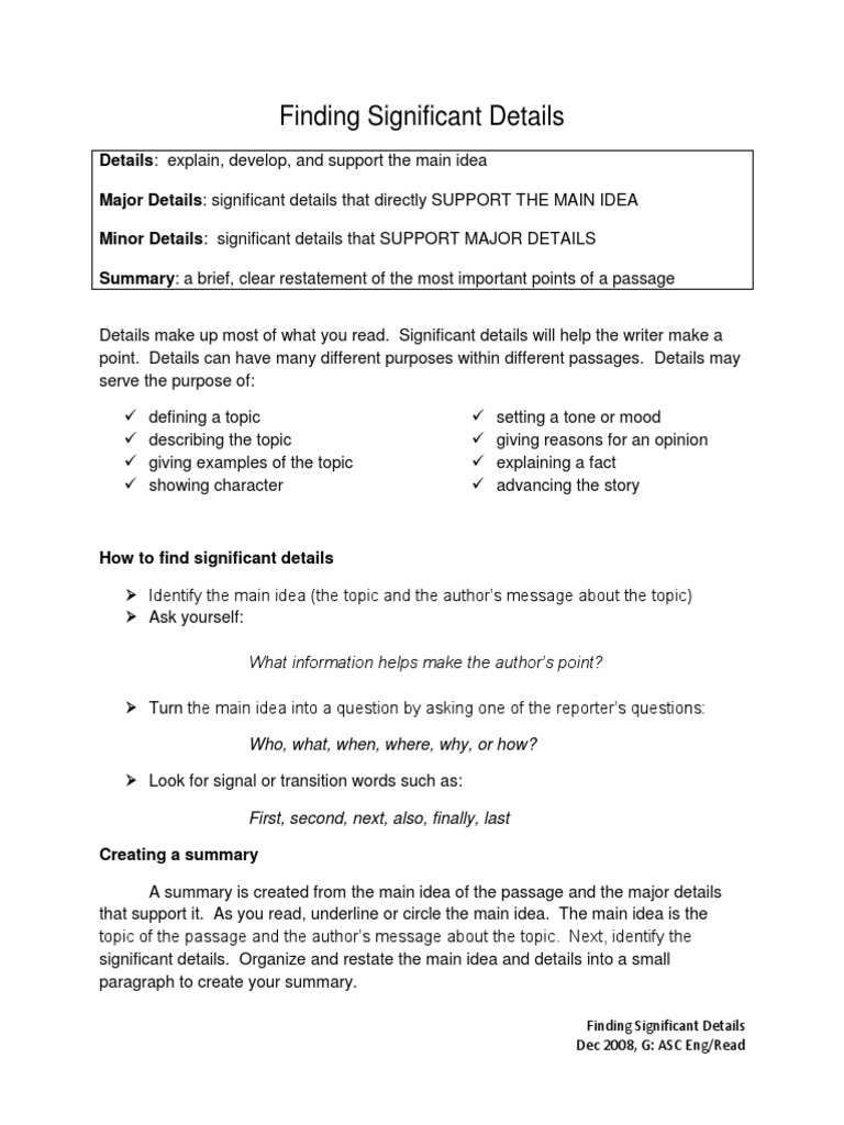 Understanding Significant Details | PDF
