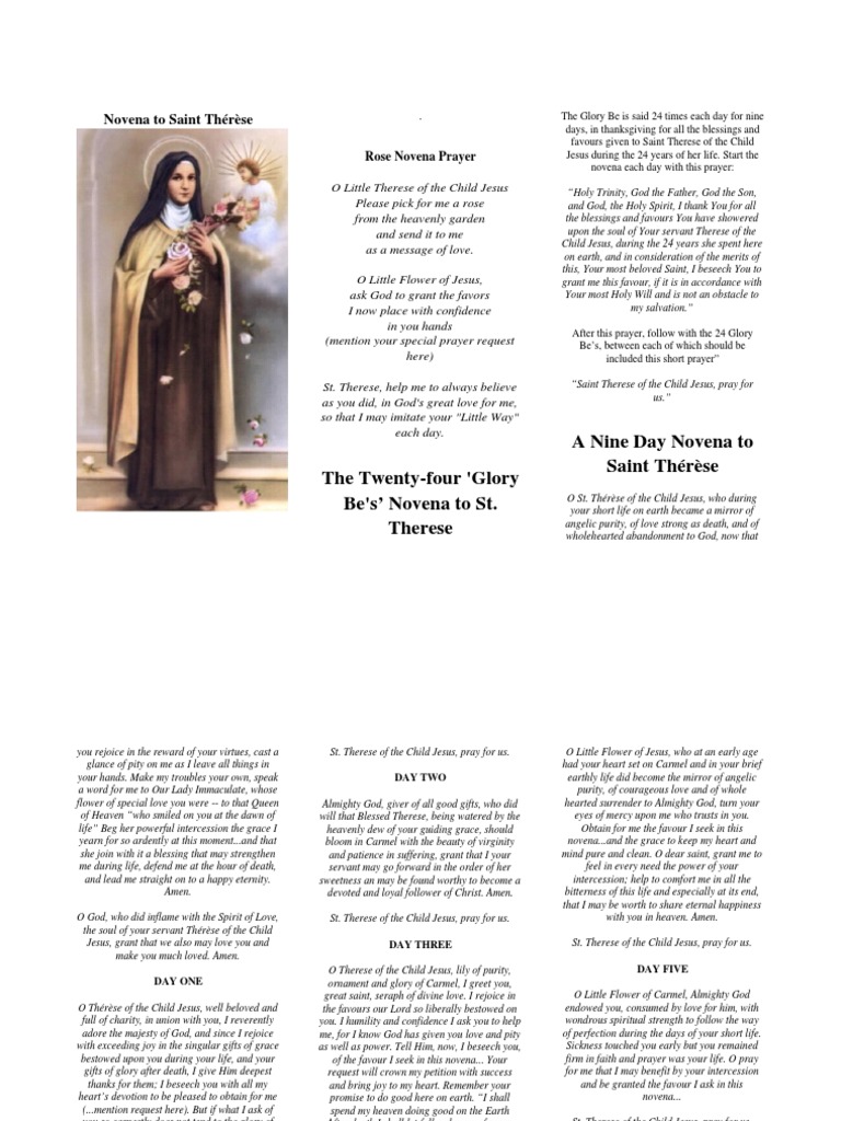 Novena To Saint Thérèse | PDF | Prayer | Saint