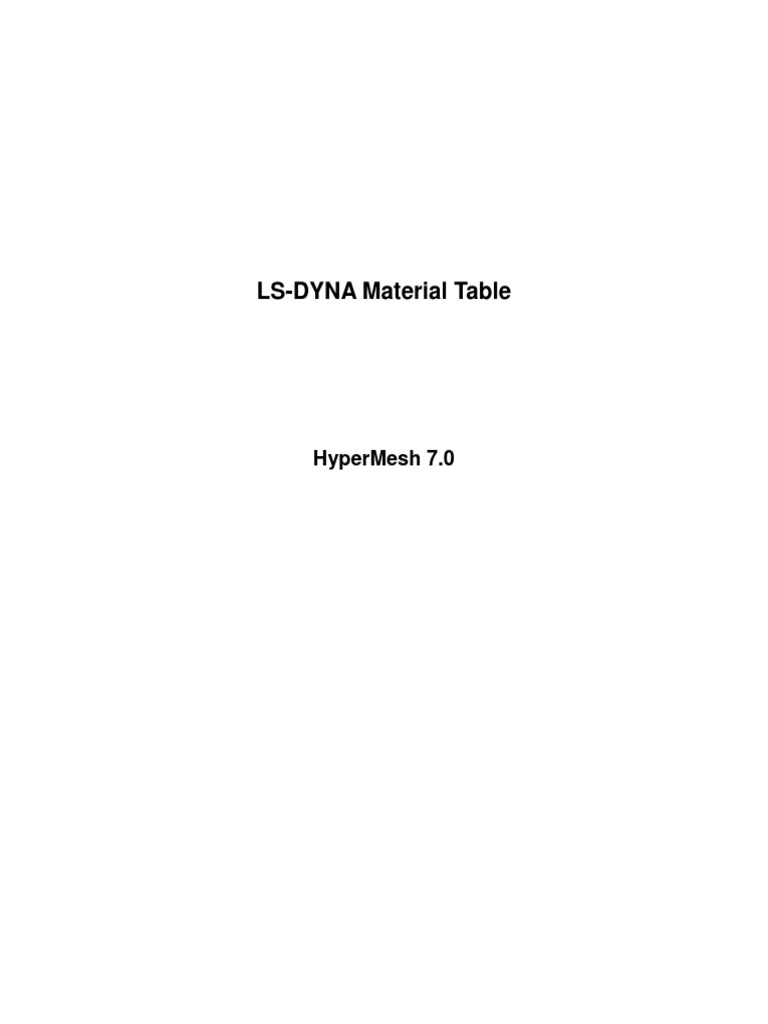 Ls Dyna Material Table Download Free Pdf Comma Separated Values