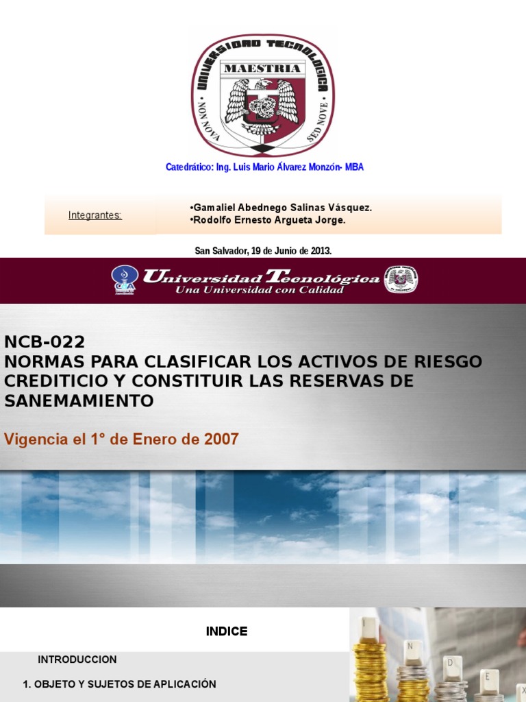 NCB 022 | PDF | Riesgo crediticio | Sistema financiero