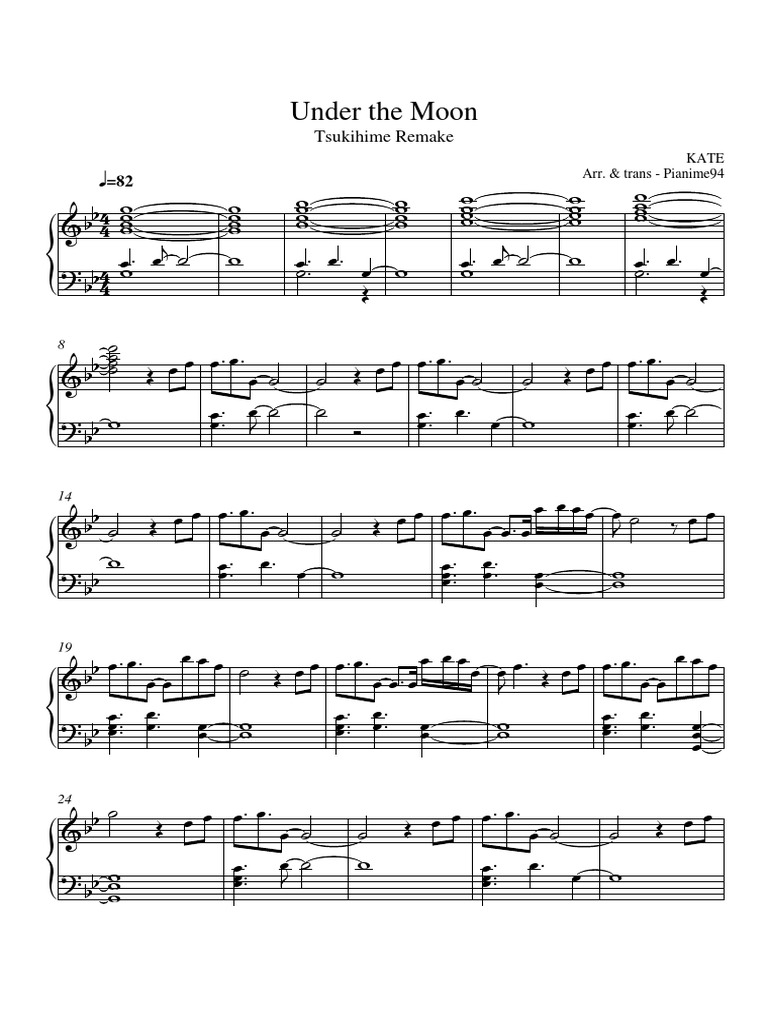 Under the Moon Piano Arrangement | PDF