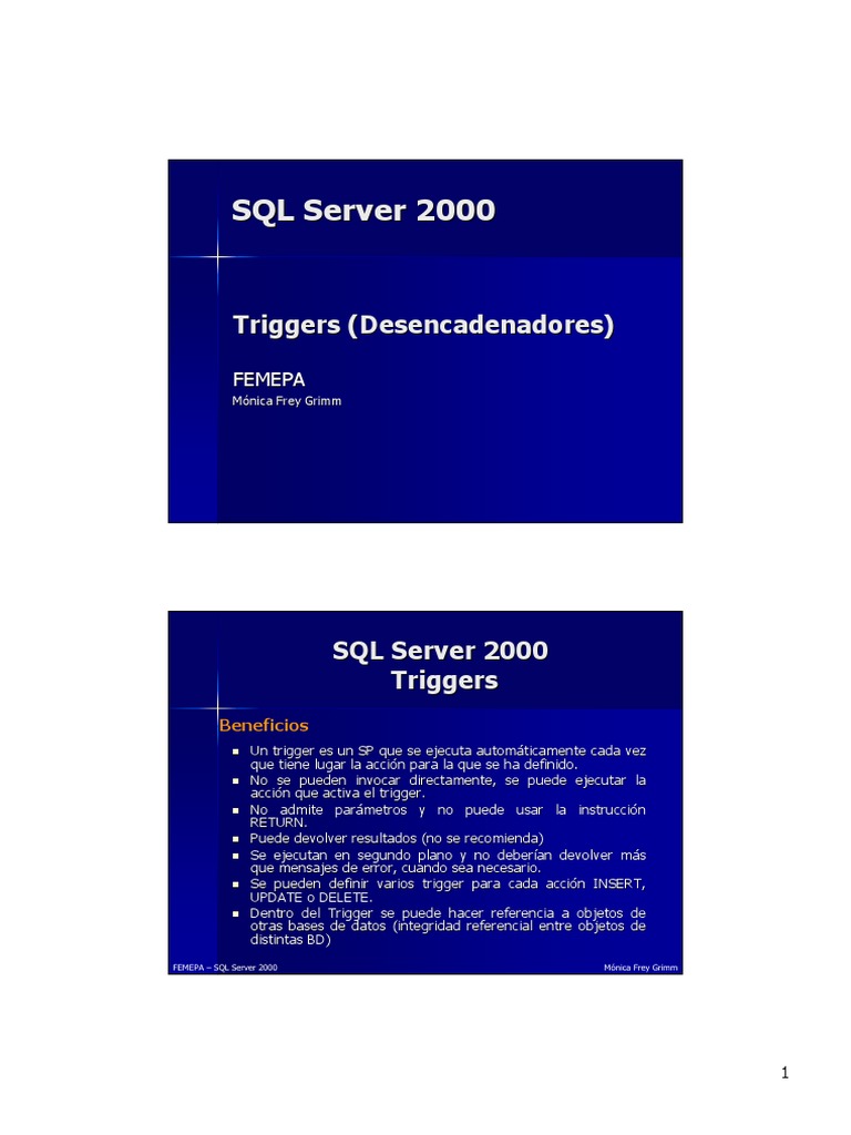 Sql Server 2000 12 Triggers Desencadenadores Pdf Pdf Servidor