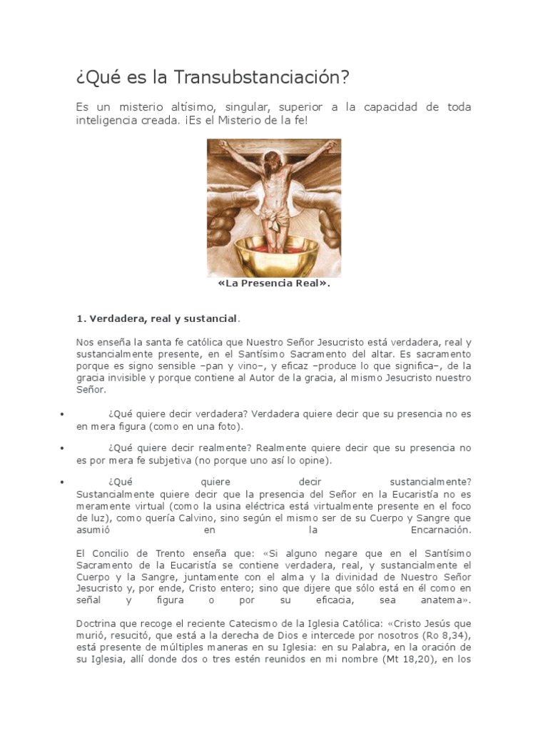 Transubstanciacao Catolica El Cáliz Con La Sangre De Cristo En La