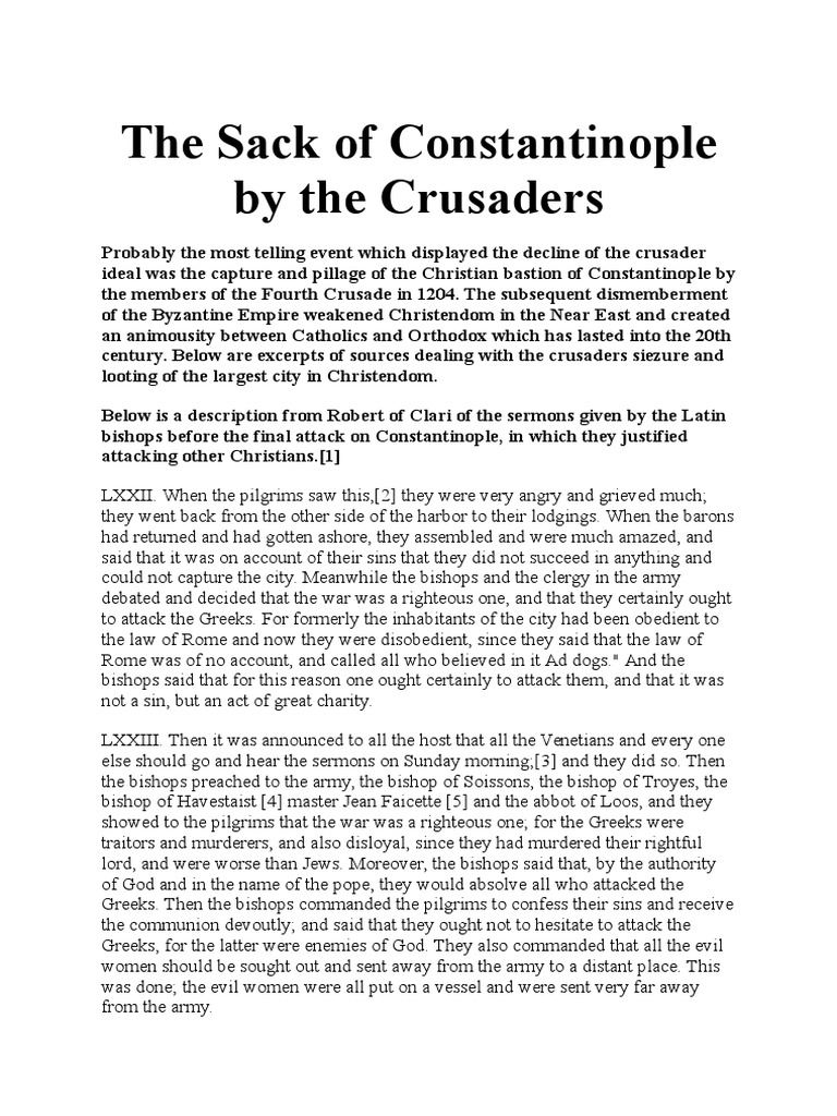 The Sack of Constantinople by the Crusaders | Crusades | Religion And ...
