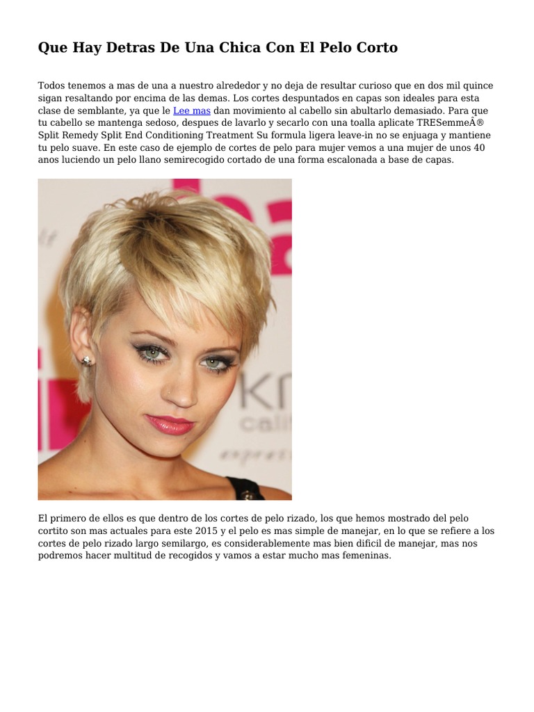 Que Hay Detras De Una Chica Con El Pelo Corto Pdf Pelo Pelo Animal