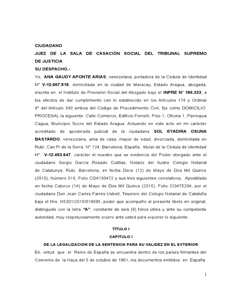 Solicitud de Exequátur de Divorcio | PDF | Divorcio | Demanda judicial