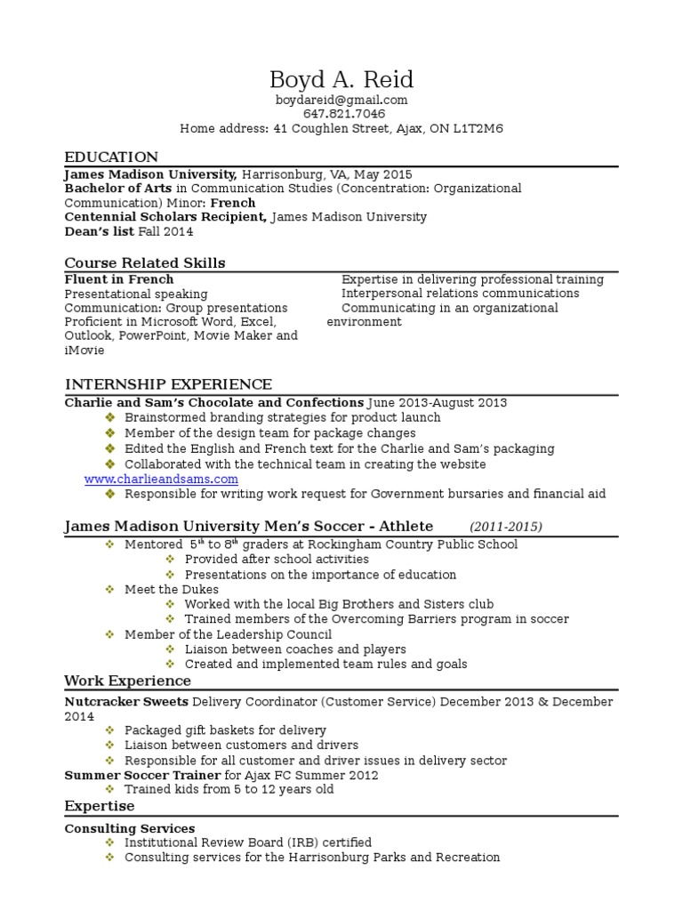 Boyd Reid Resume | PDF