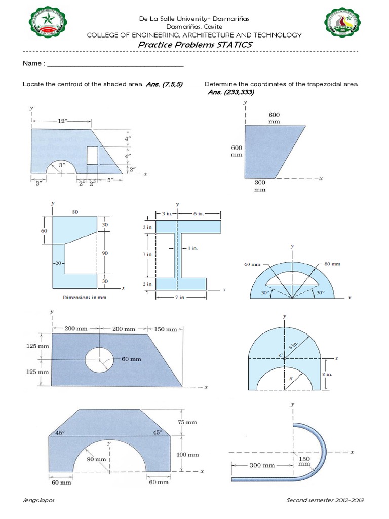 Engineering Mechanics Centroid Problems | PDF