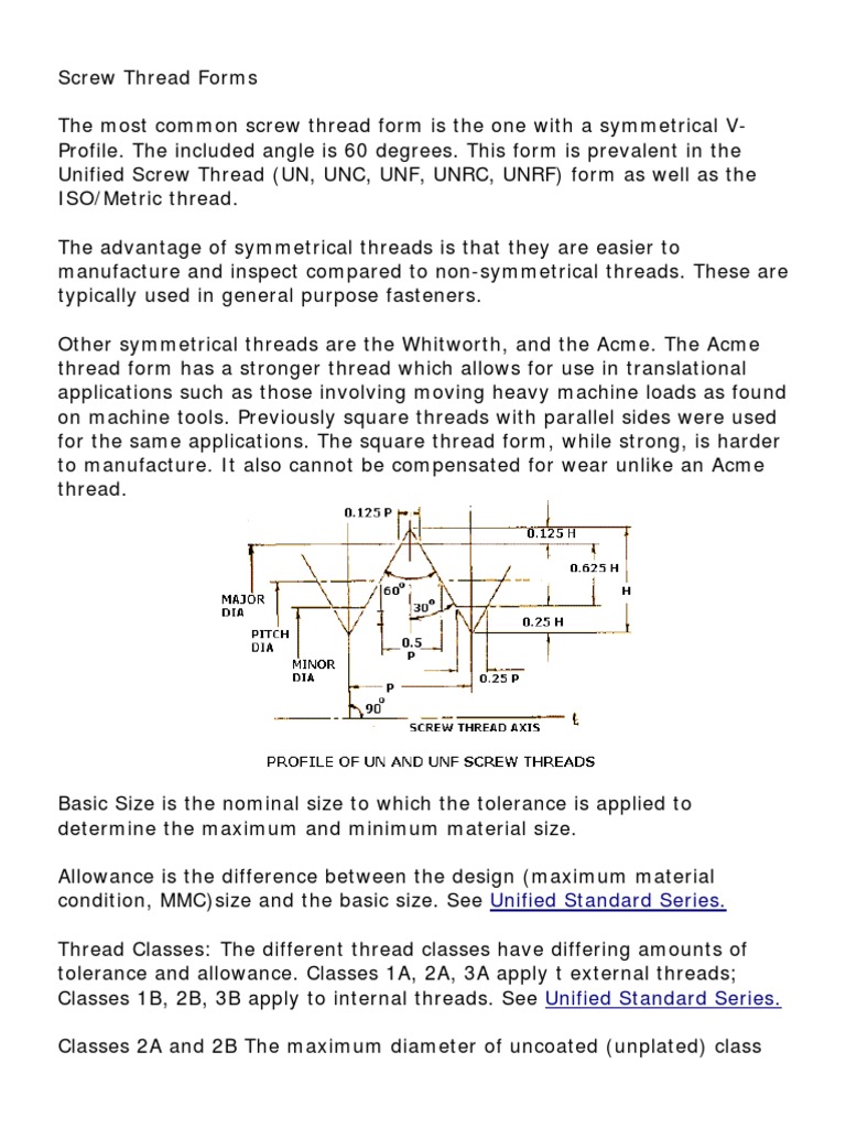 Screw Thread Forms | PDF | Screw | Tools