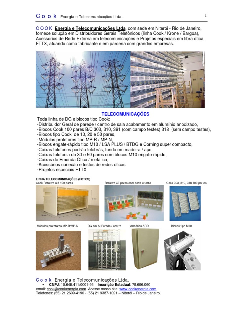 Cook Cadastro Telecomunicações | PDF