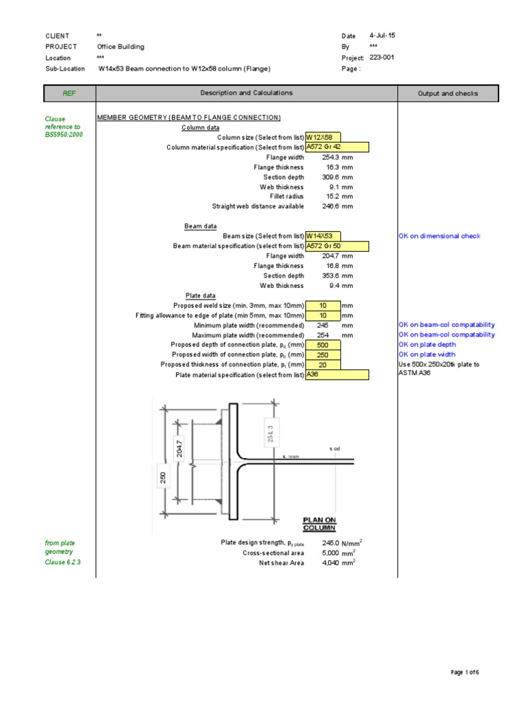 Beam-Column Connection To BS5950 | PDF | Structural Steel | Screw