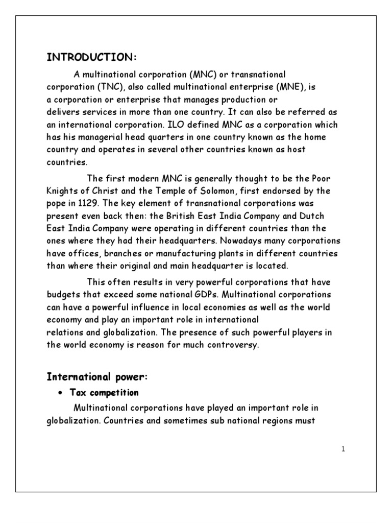 Understanding Multinational Corporations | PDF | Corporate Governance ...