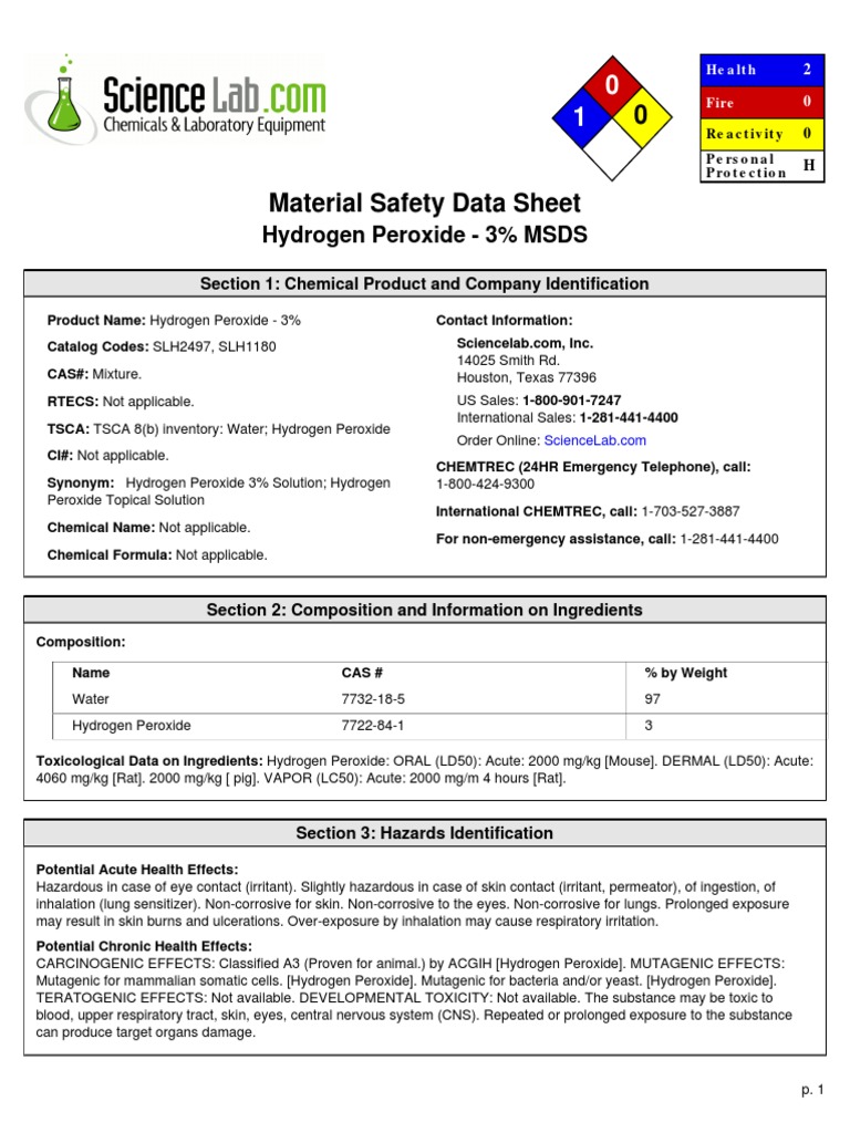 msds (20) | Hydrogen Peroxide | Oxide