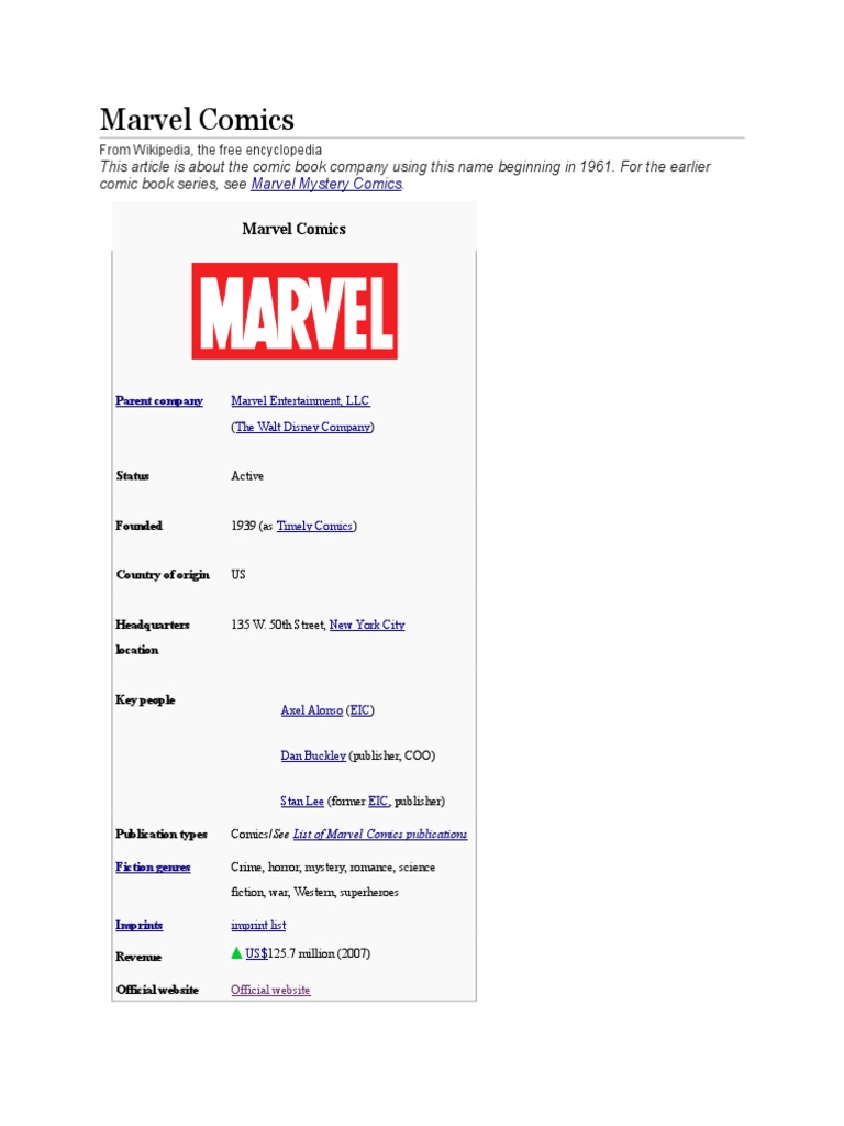 Marvel Comics: Iconic Superhero Publisher | PDF