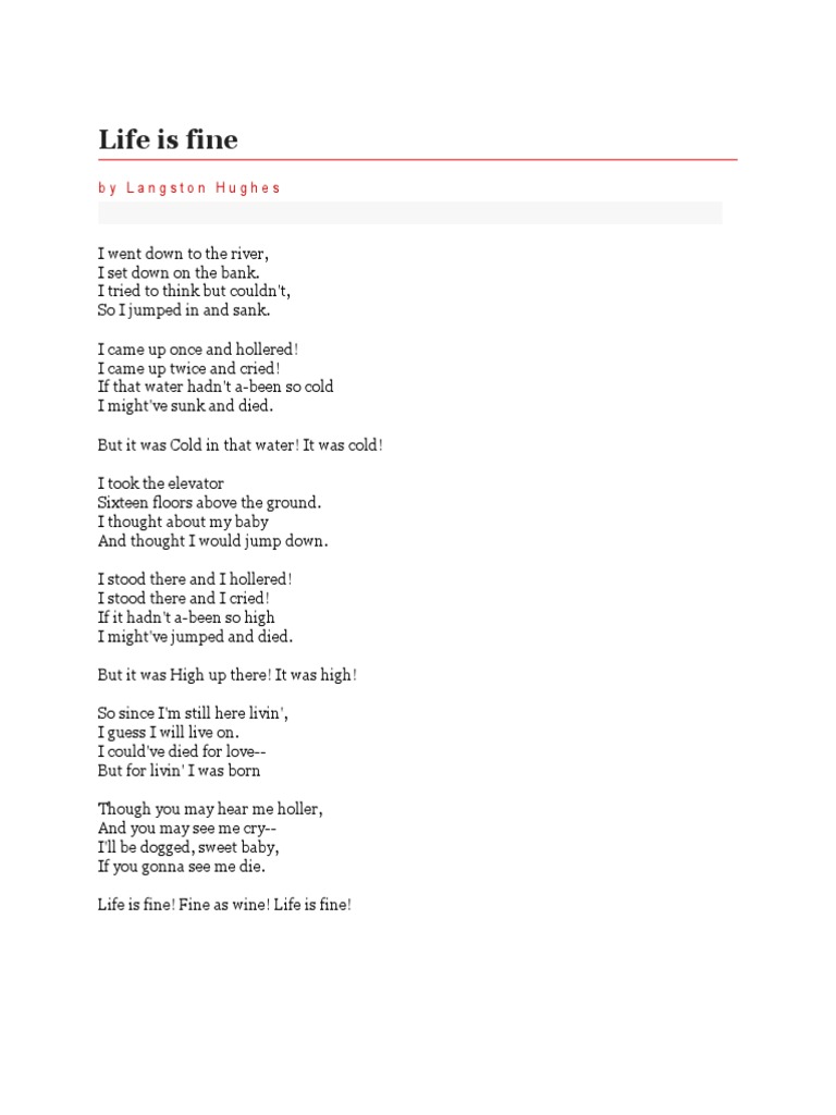 Life Is Fine: by Langston Hughes | PDF