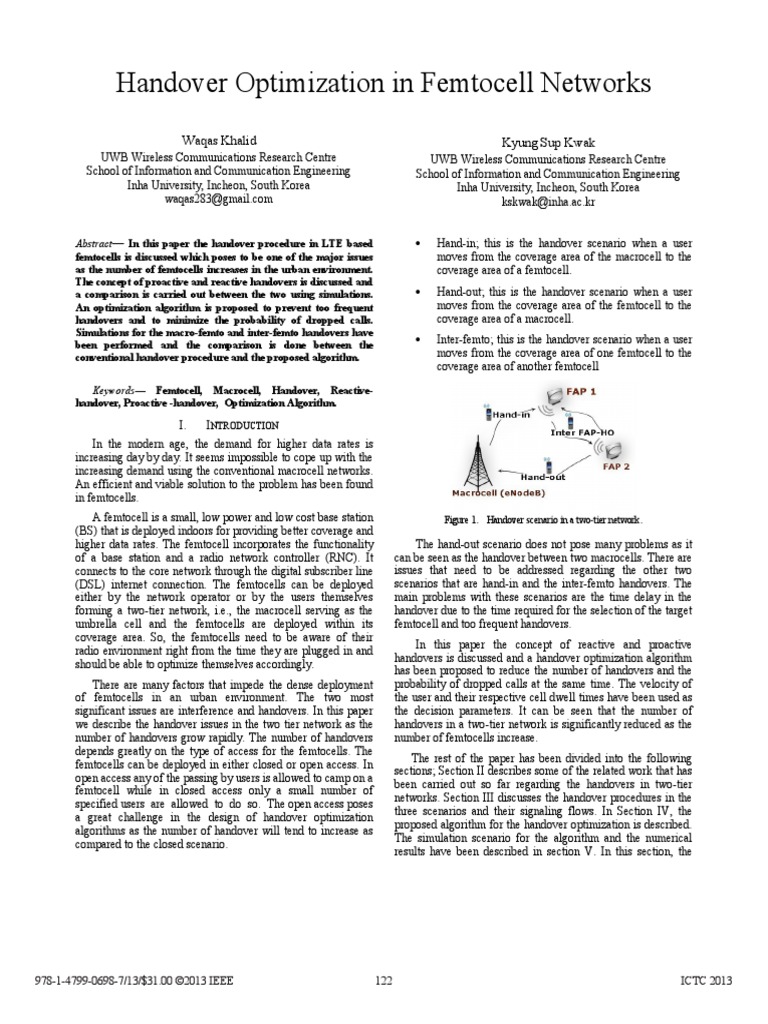 Handover Optimization in Femtocell Networks | PDF | Simulation | Electrical Engineering