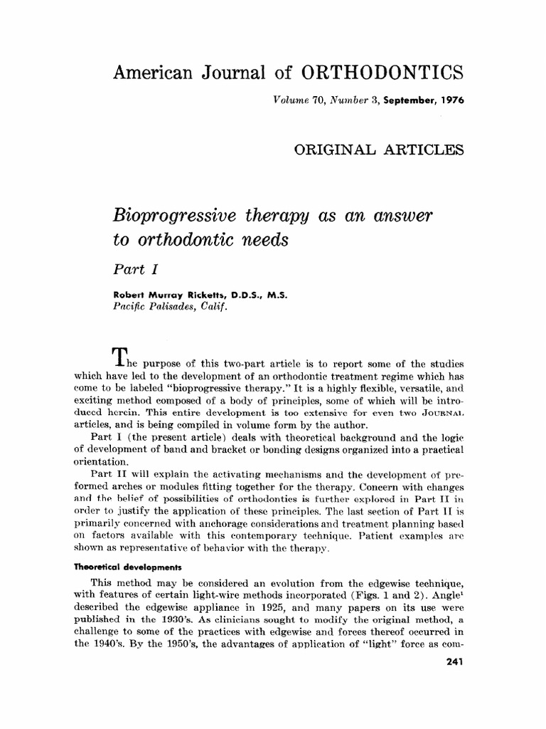 Bioprogressive Therapy in Orthodontics | PDF | Tooth | Mouth