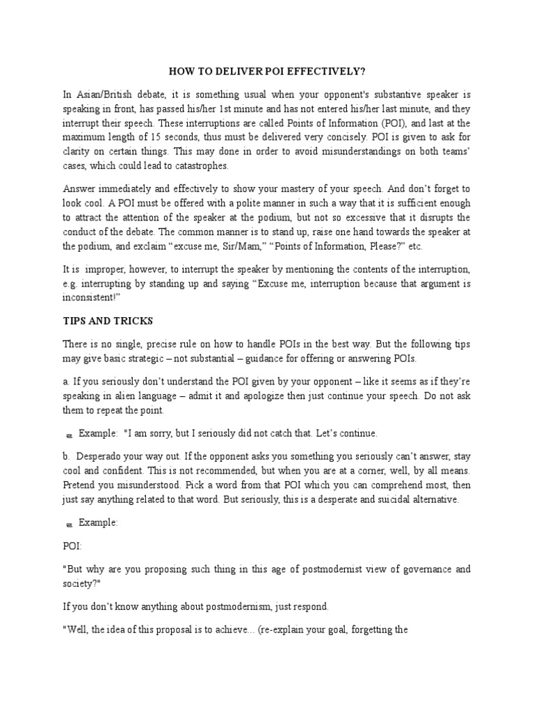 How To Deliver Poi Effectively | PDF