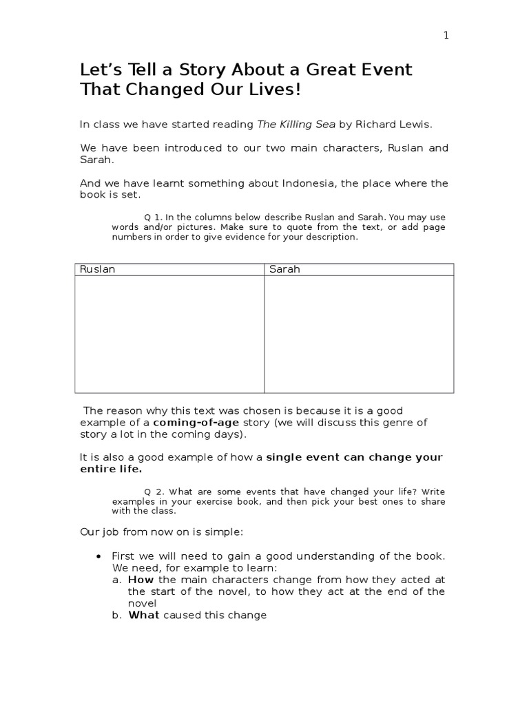 The Killing Sea Worksheet. | PDF | Novels
