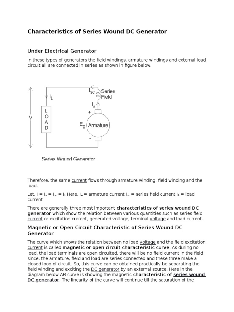 Characteristics of Series Wound DC Generator | PDF | Electric Generator ...