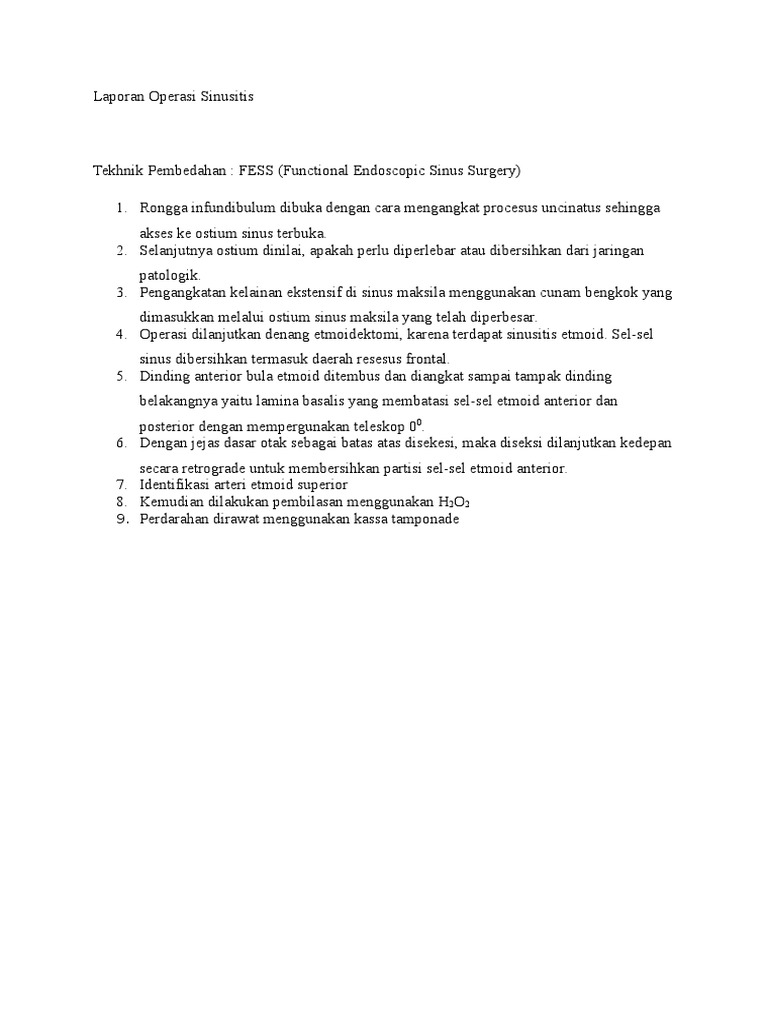 Laporan Operasi Sinusitis | PDF