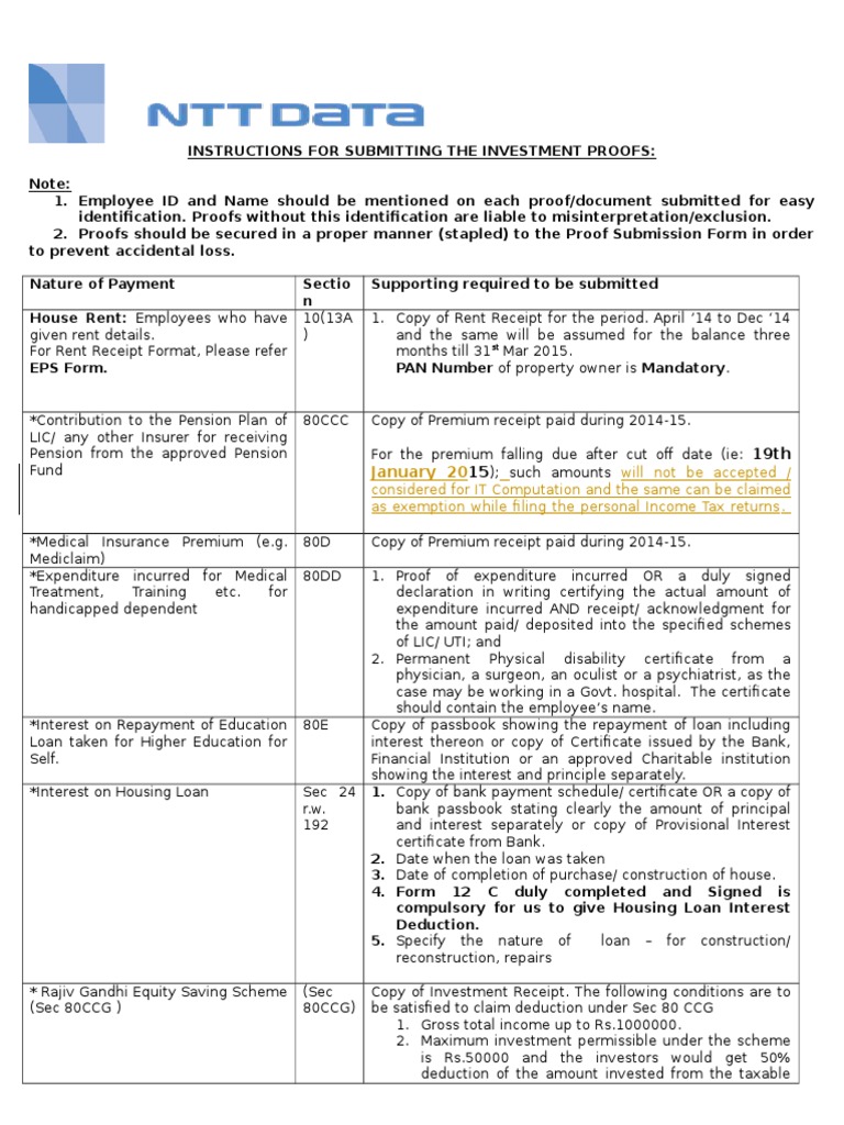 Instruction For Submitting Proofs | PDF | Insurance | Tax Deduction