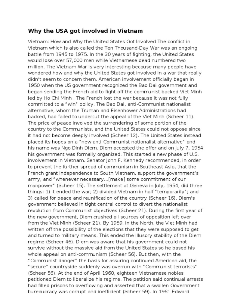 USA's Involvement in Vietnam War | PDF | Ngo Dinh Diem | Vietnam War