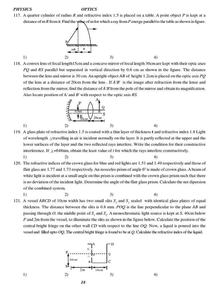 Optics Problems: Lenses, Prisms, Interference | PDF