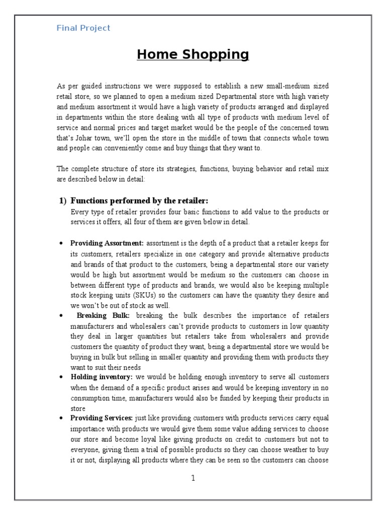Retailing Final Project-Departmental Store. | PDF | Retail | Customer ...