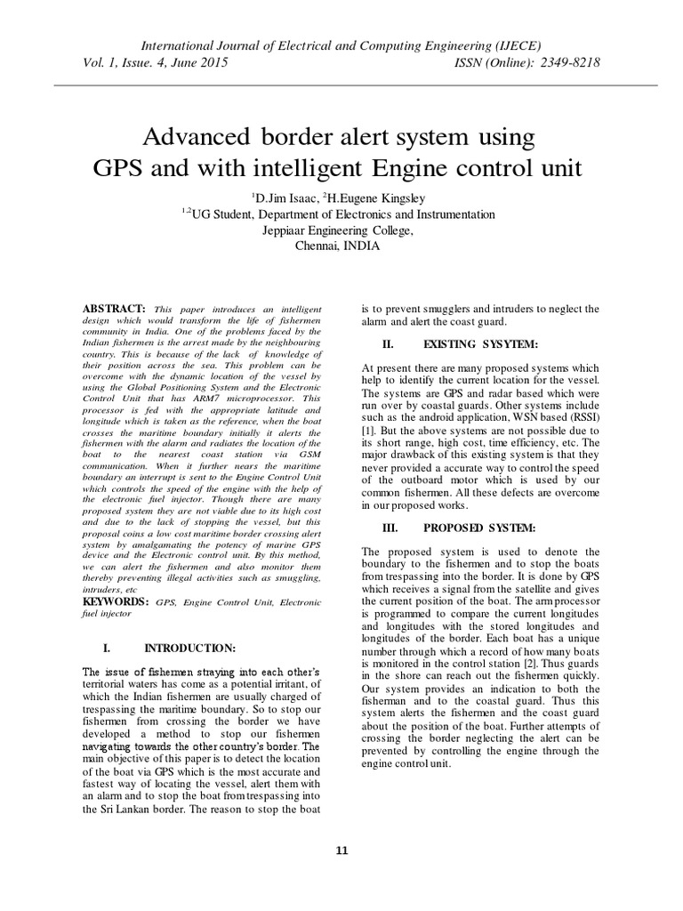 Advanced Border Alert System Using GPS and With Intelligent Engine ...