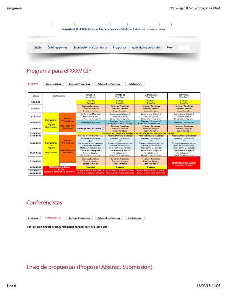 Programa 35 Congreso Sip | PDF | Sicología | Psicología Aplicada