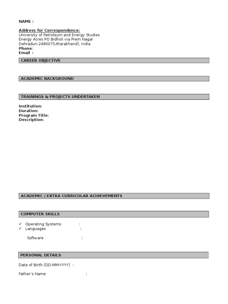 Academic & Personal Profile Template | PDF