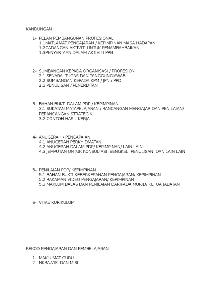 Kandungan Fail Peribadi Guru | PDF