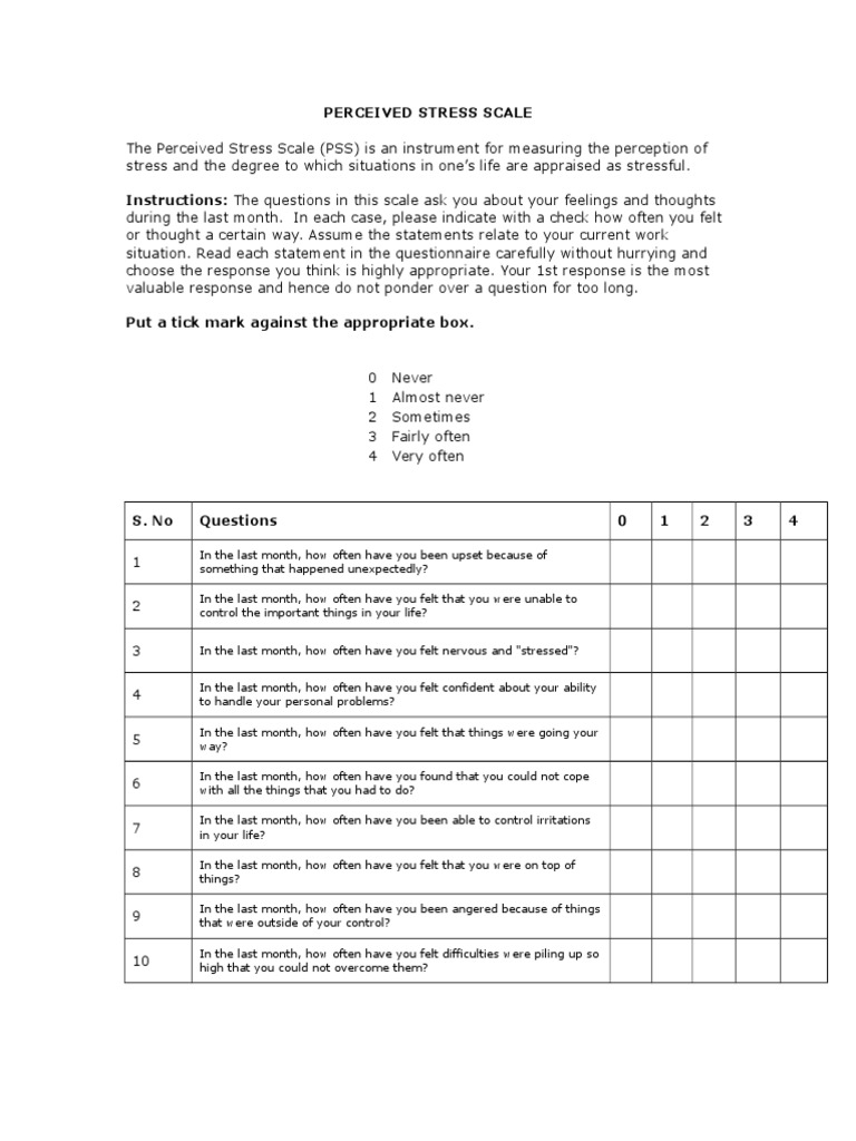 Perceived Stress Scale | PDF