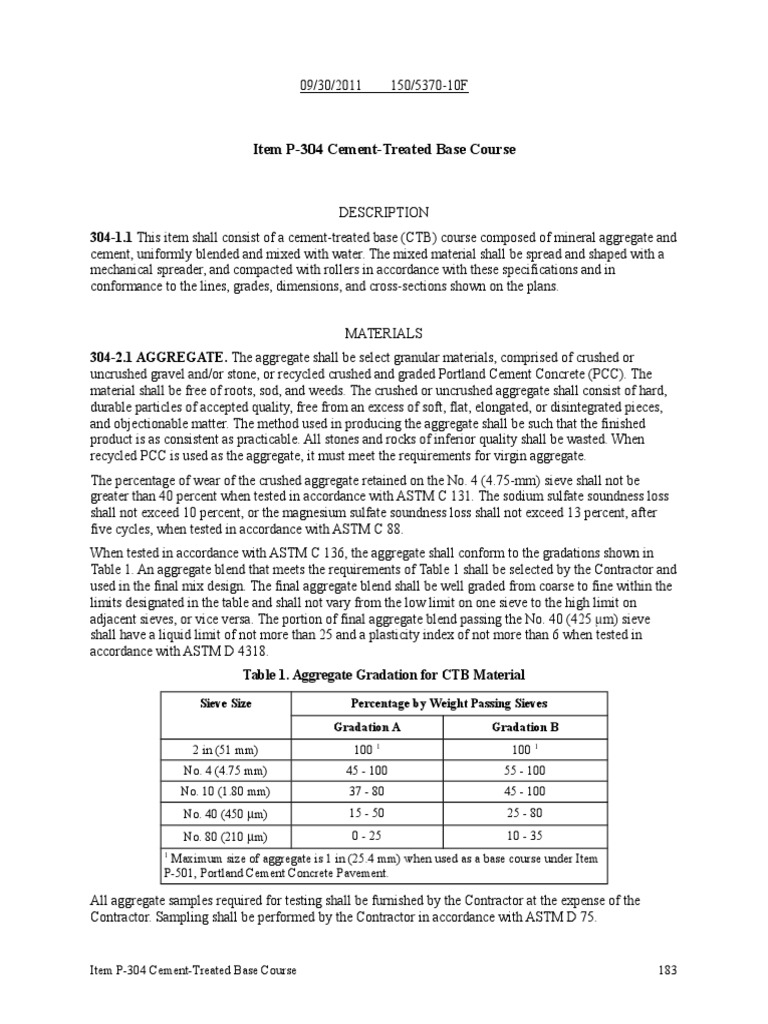 Cement-Treated Base Course Specifications | PDF | Construction ...