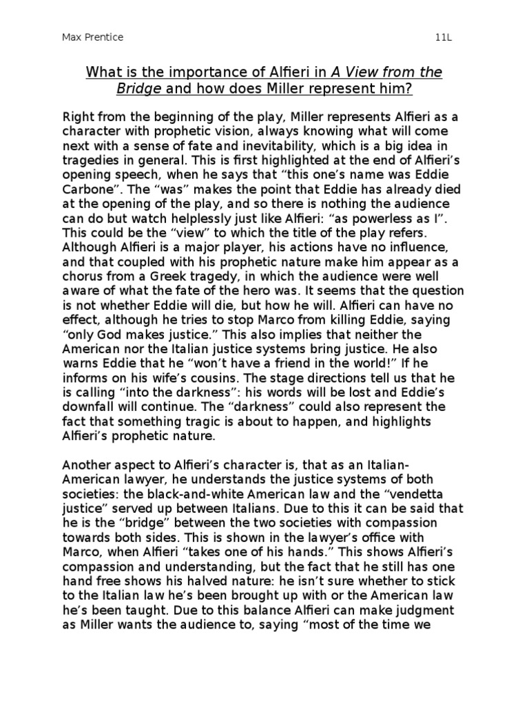 Alfieri - A View From The Bridge | PDF