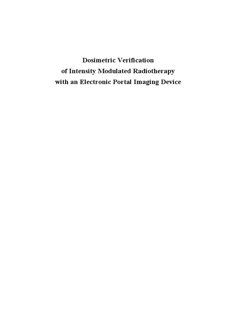 Electronic Portal Imaging Device | PDF | Radioterapia | Dosimetria