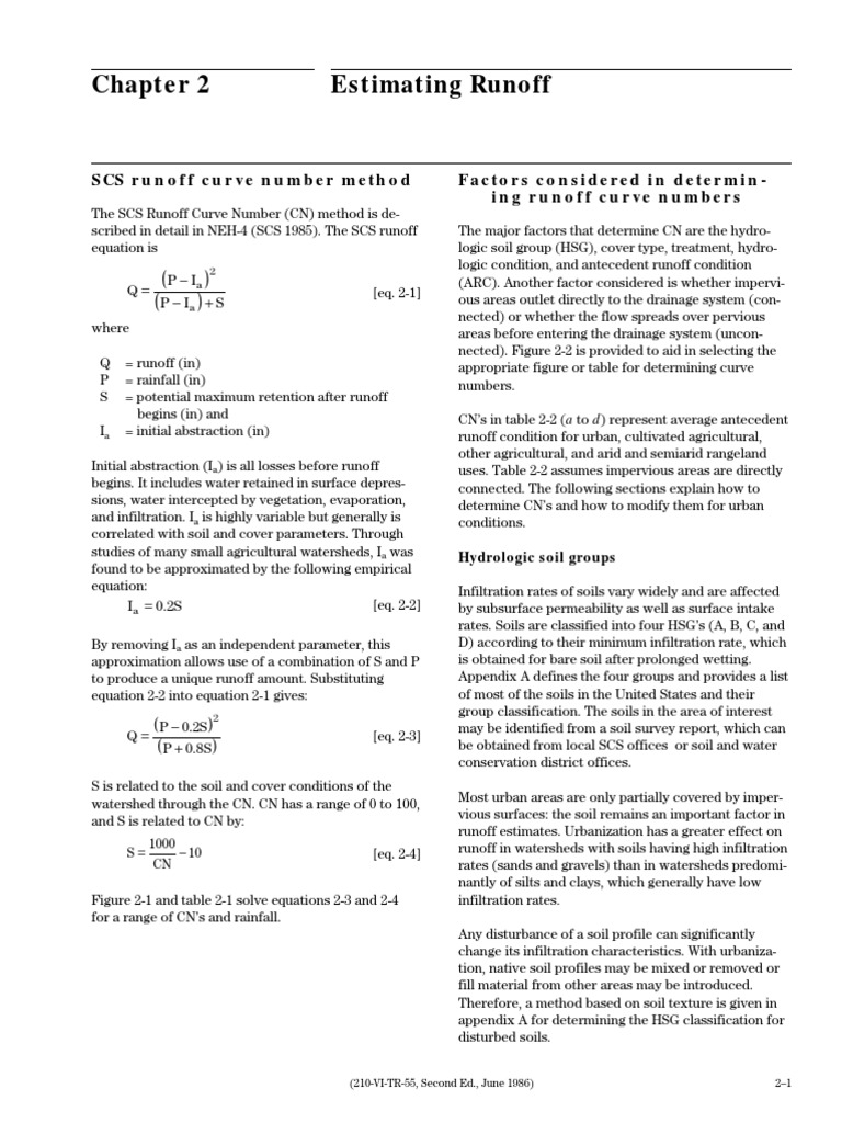 SCS Runoff Curve Number Method - TR-55 | PDF | Surface Runoff ... SCS Runoff Curve Number Method - TR-55 | PDF | Surface Runoff ...