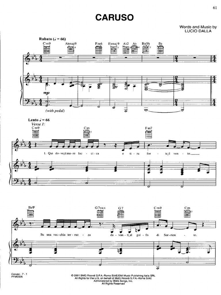 Caruso Partitura Piano | PDF