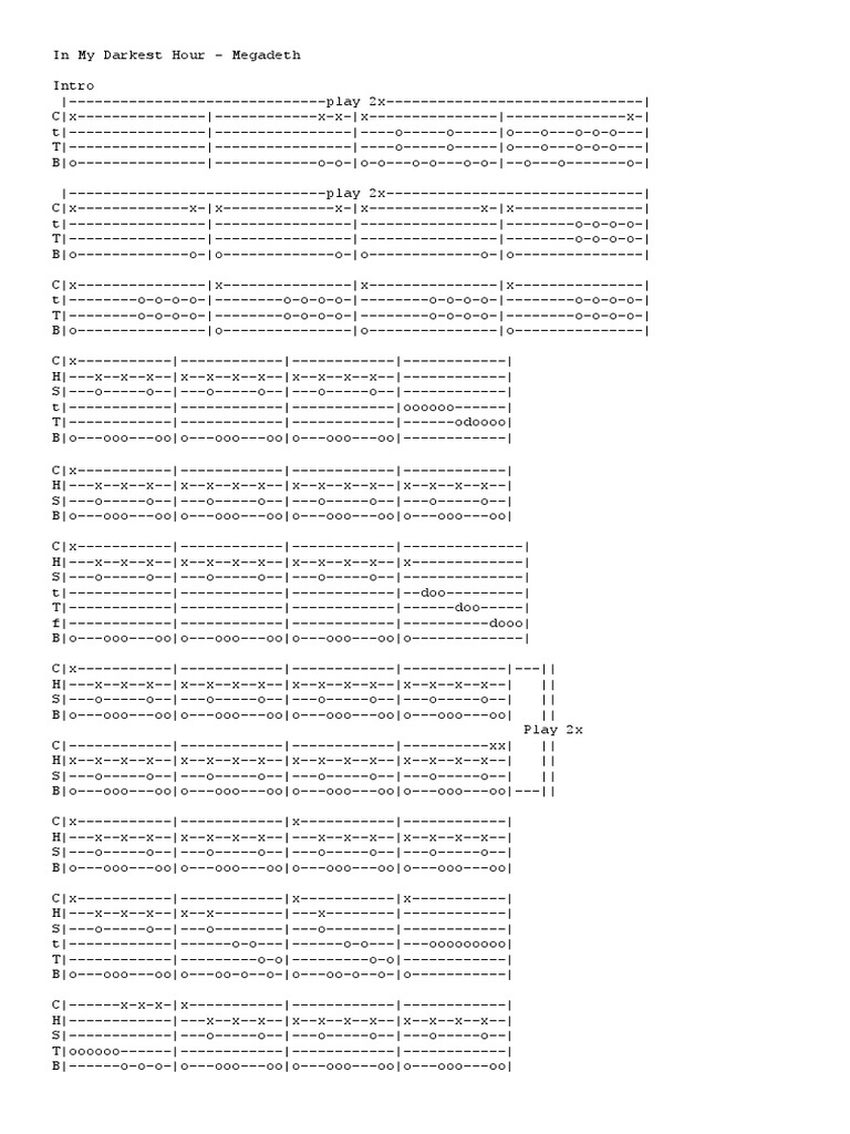 In My Darkest Hour - Megadeth Drum Tabs | PDF | Universal Music Group | Indústria da música