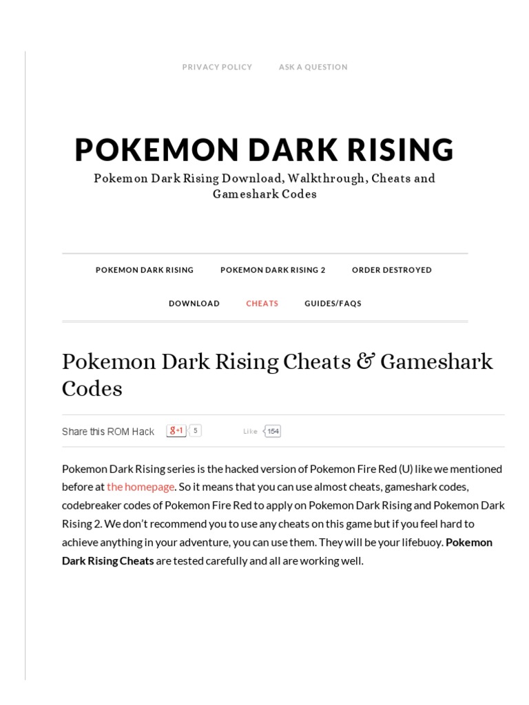Pokemon Dark Rising Map