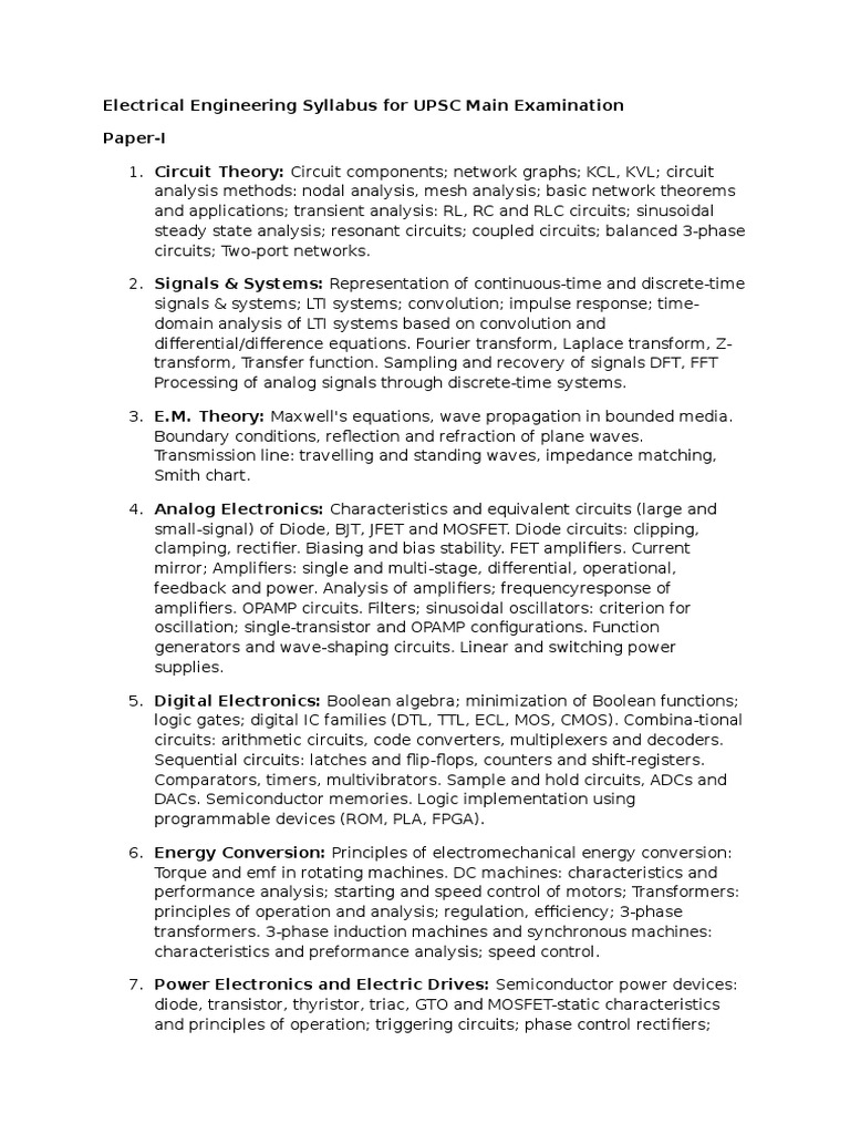 Electrical Engineering Syllabus For UPSC Main Examination | PDF | Frequency Modulation | Modulation