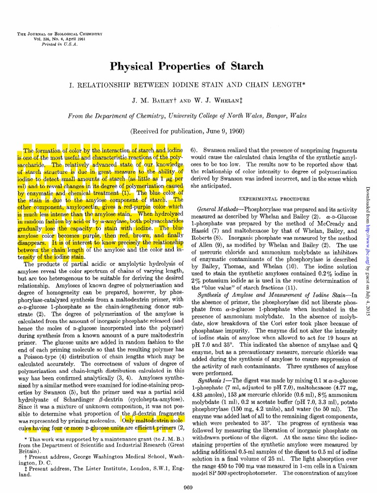 Physical Properties of Starch | PDF | Alpha Helix | Polysaccharide