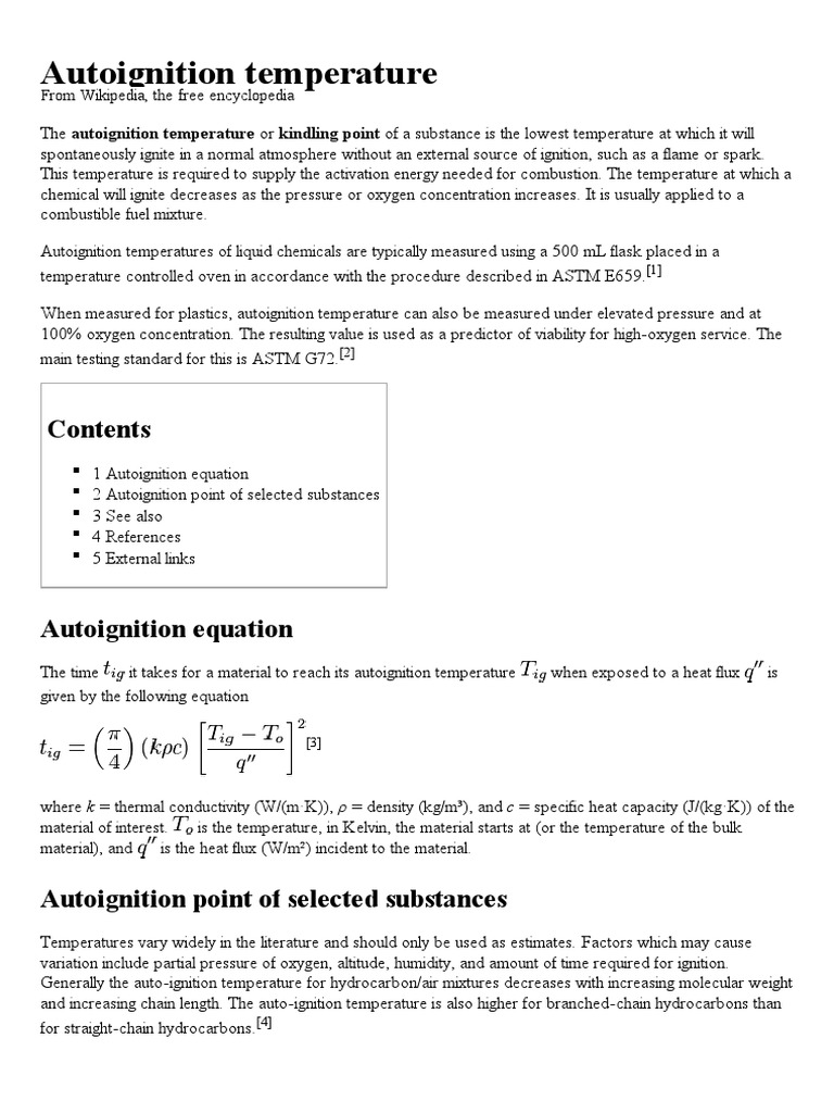 Autoignition Temperature..., The Free Encyclopedia | PDF | Chemical ...