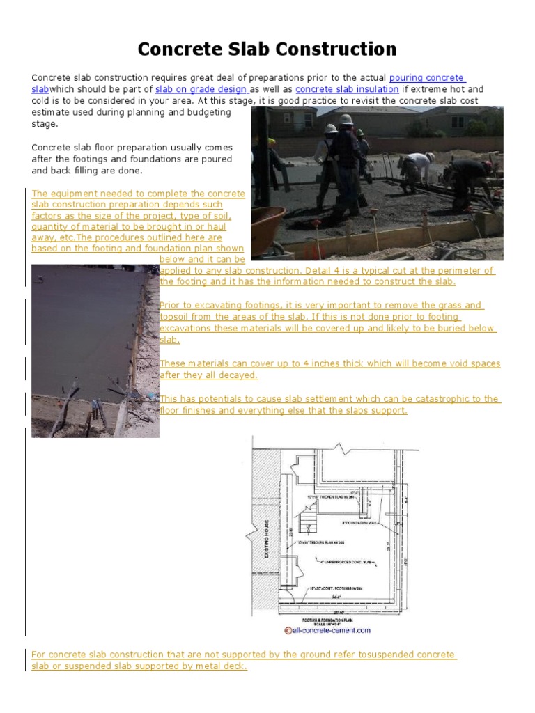 Concrete Slab Construction Guide | PDF | Concrete | Excavation ...