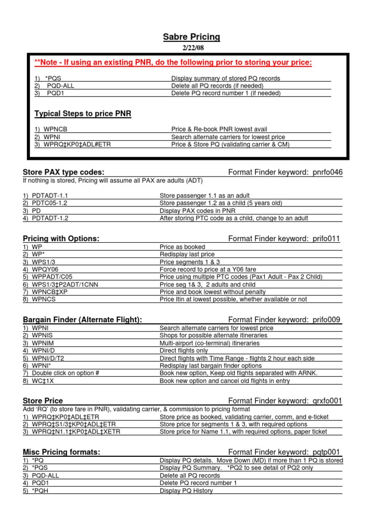 Sabre Pricing | Technology | Computing