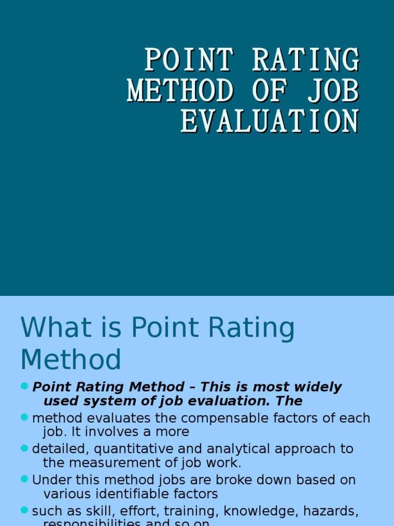 Point Rating Method of Job Evaluation | PDF | Cognition | Business