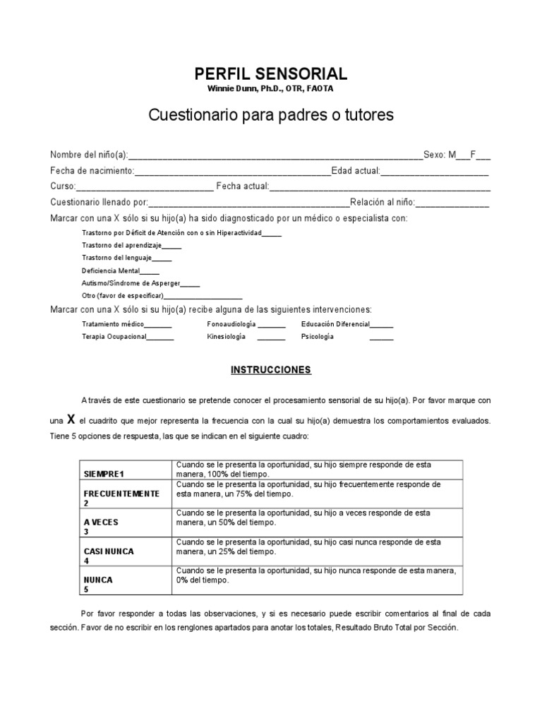 Perfil Sensorial | PDF | Autismo | Las emociones